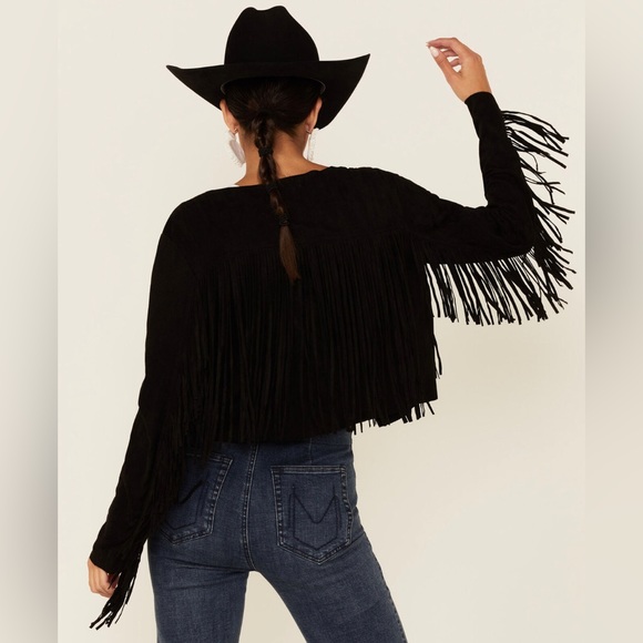 Forever 21 | Jackets & Coats | Forever2 Black Faux Suede Fringe Jacket ...